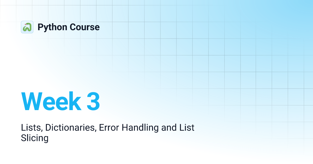 Week 3 | Python Course