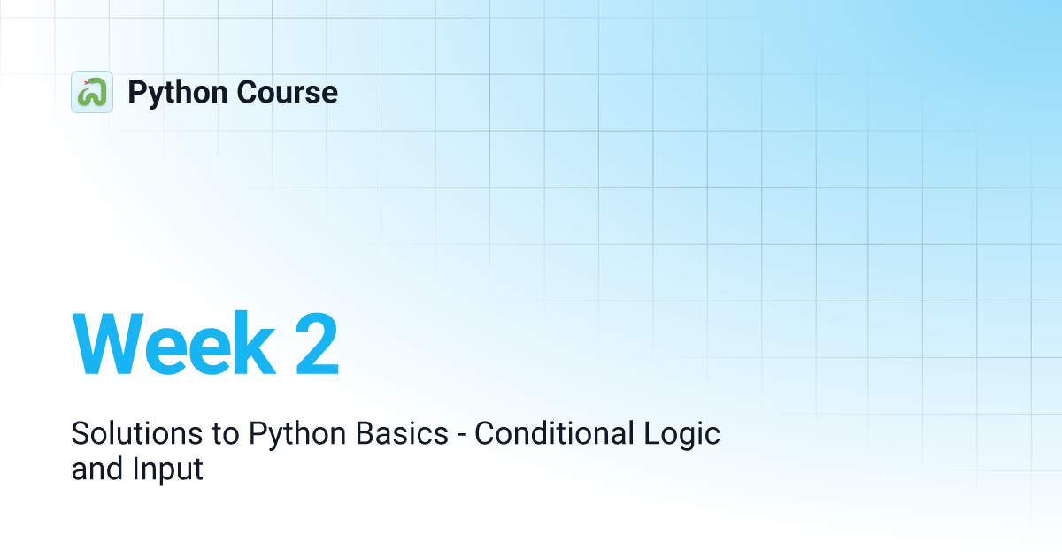 Week 2 | Python Course