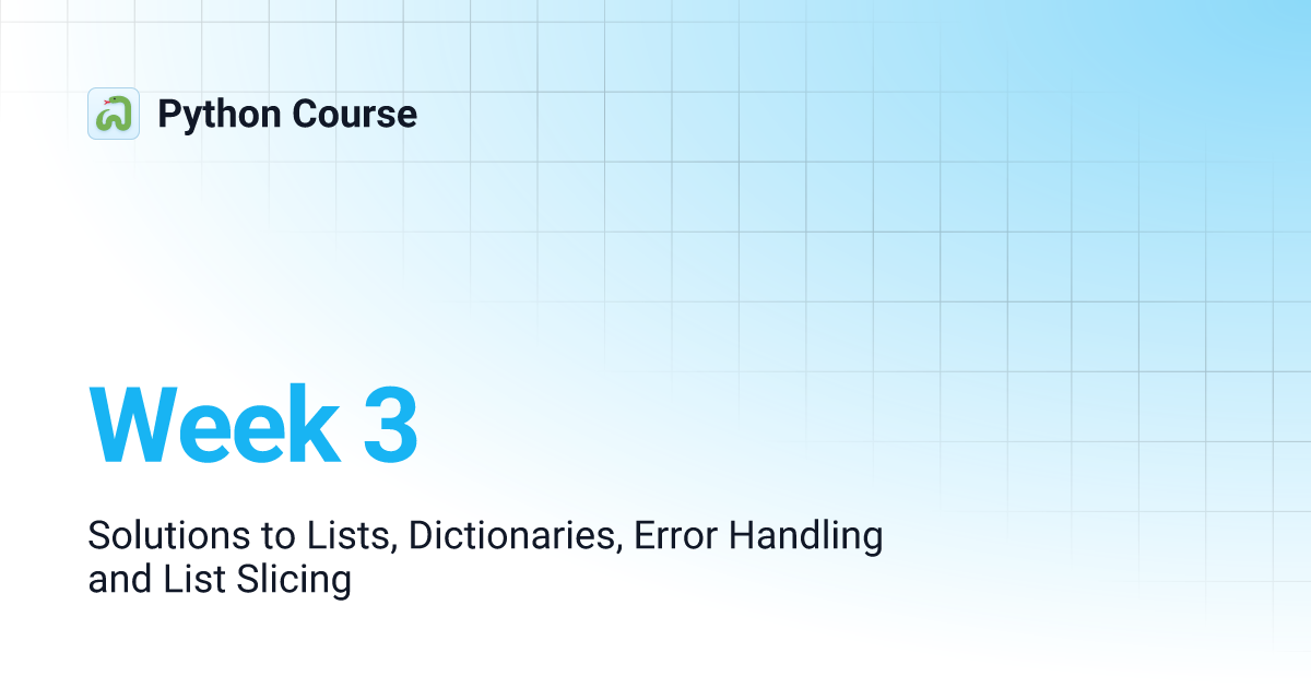 Week 3 | Python Course