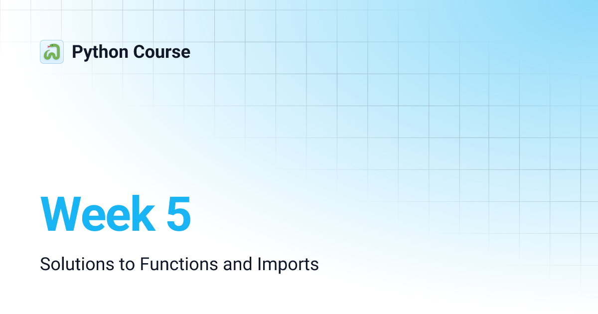 Week 5 | Python Course